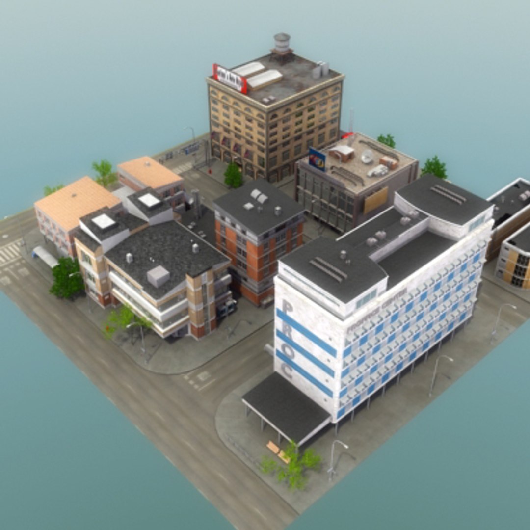 Modular City Block Buildings 3d Model