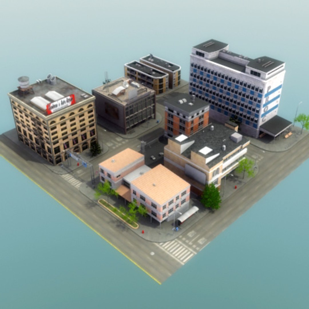 Modular City Block Buildings 3d Model