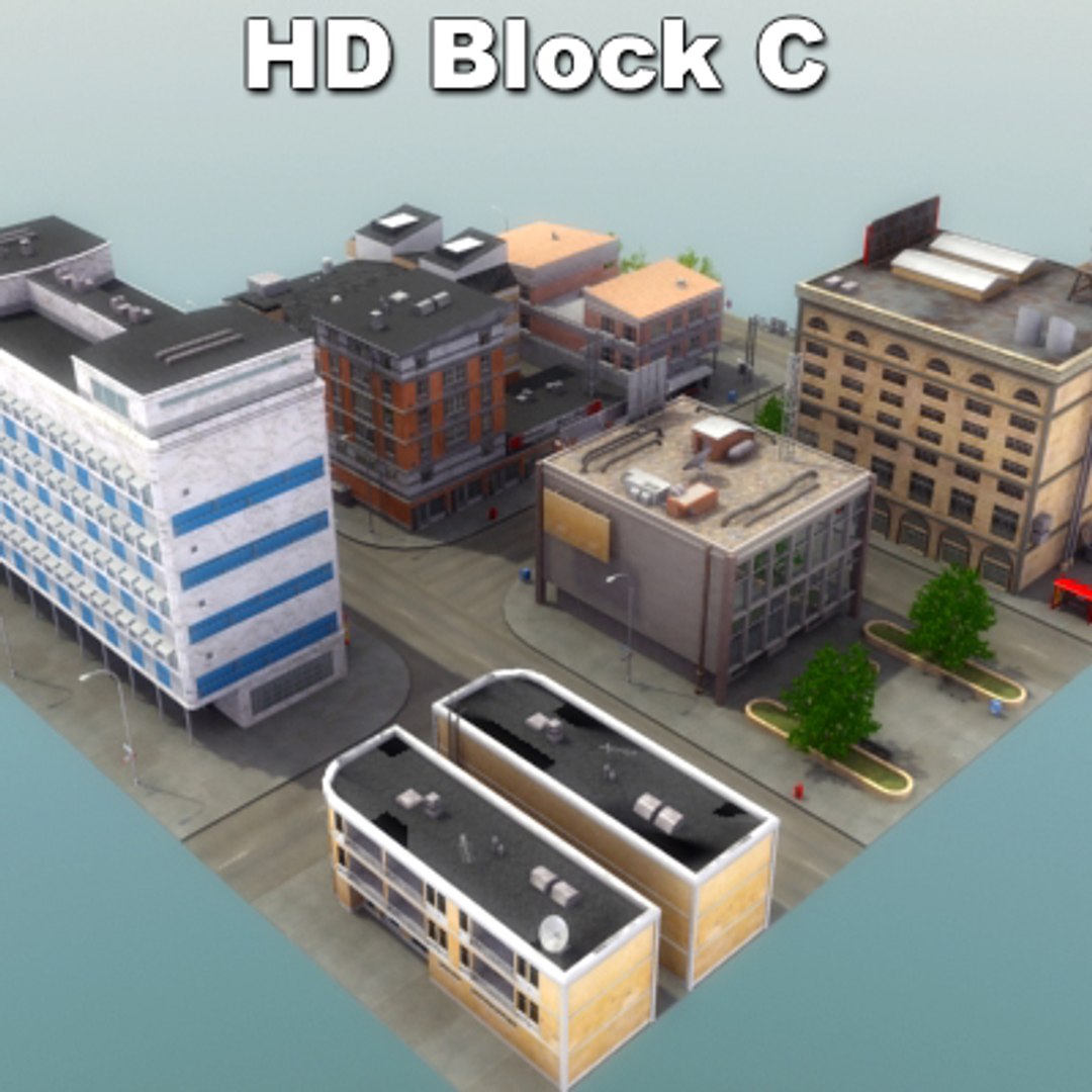 Modular City Block Buildings 3d Model