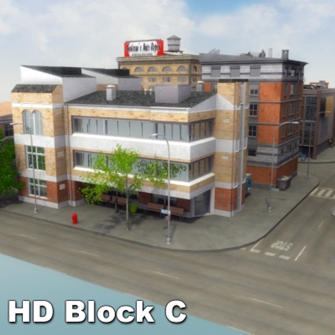Modular City Block Buildings 3d Model