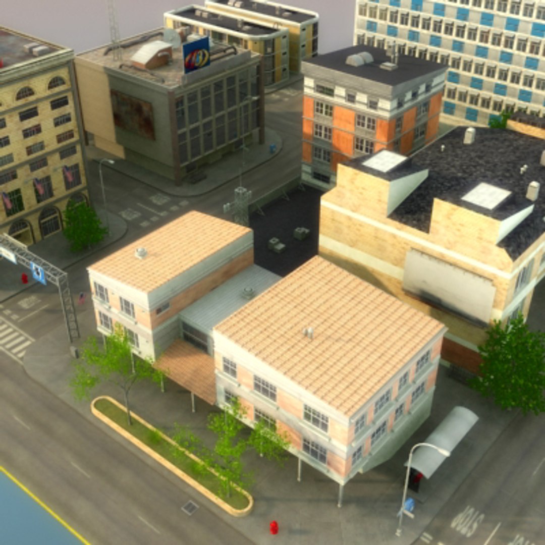 Modular City Block Buildings 3d Model