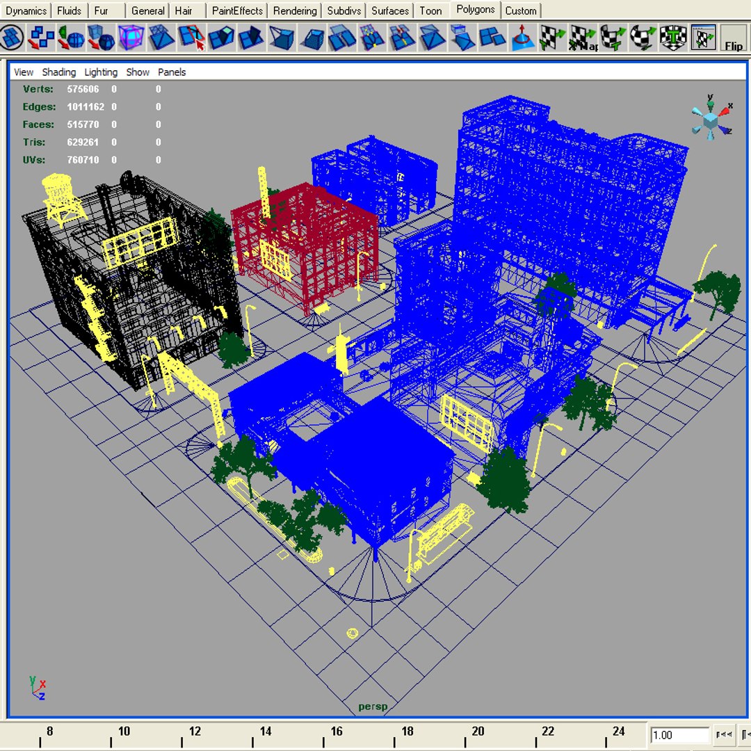 modular city block buildings 3d model