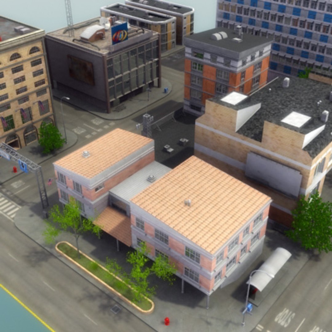 Modular City Block Buildings 3d Model