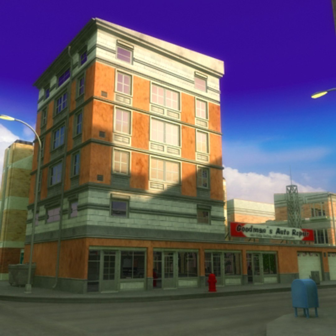 Modular City Block Buildings 3d Model