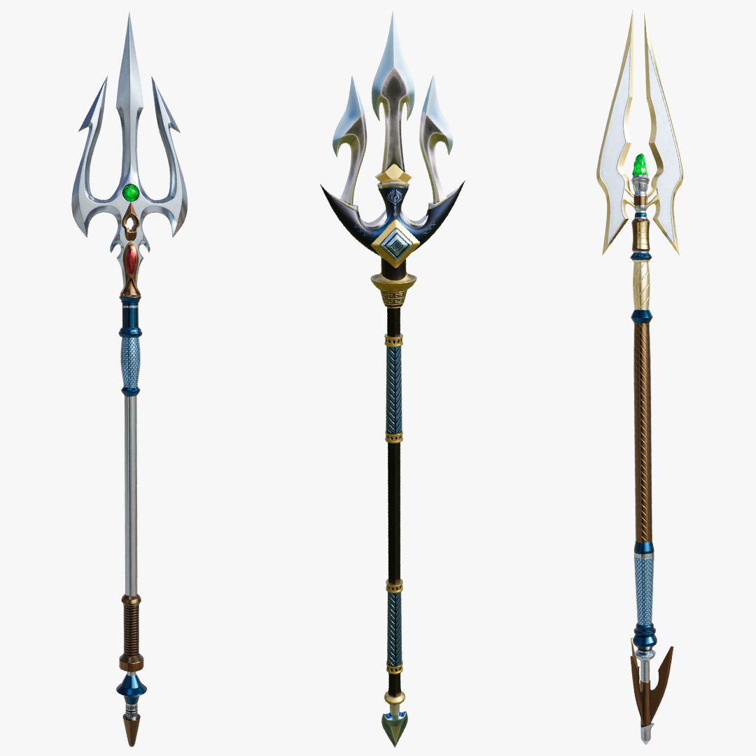 3D 3 Fantasy Tridents All PBR Unity UE Textures Included - TurboSquid ...