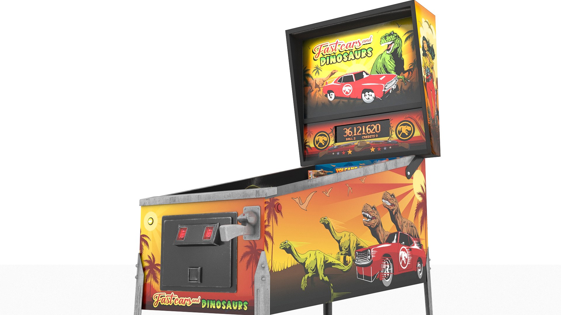 Fast Cars And Dinosaurs Pinball 3D Model - TurboSquid 1945677