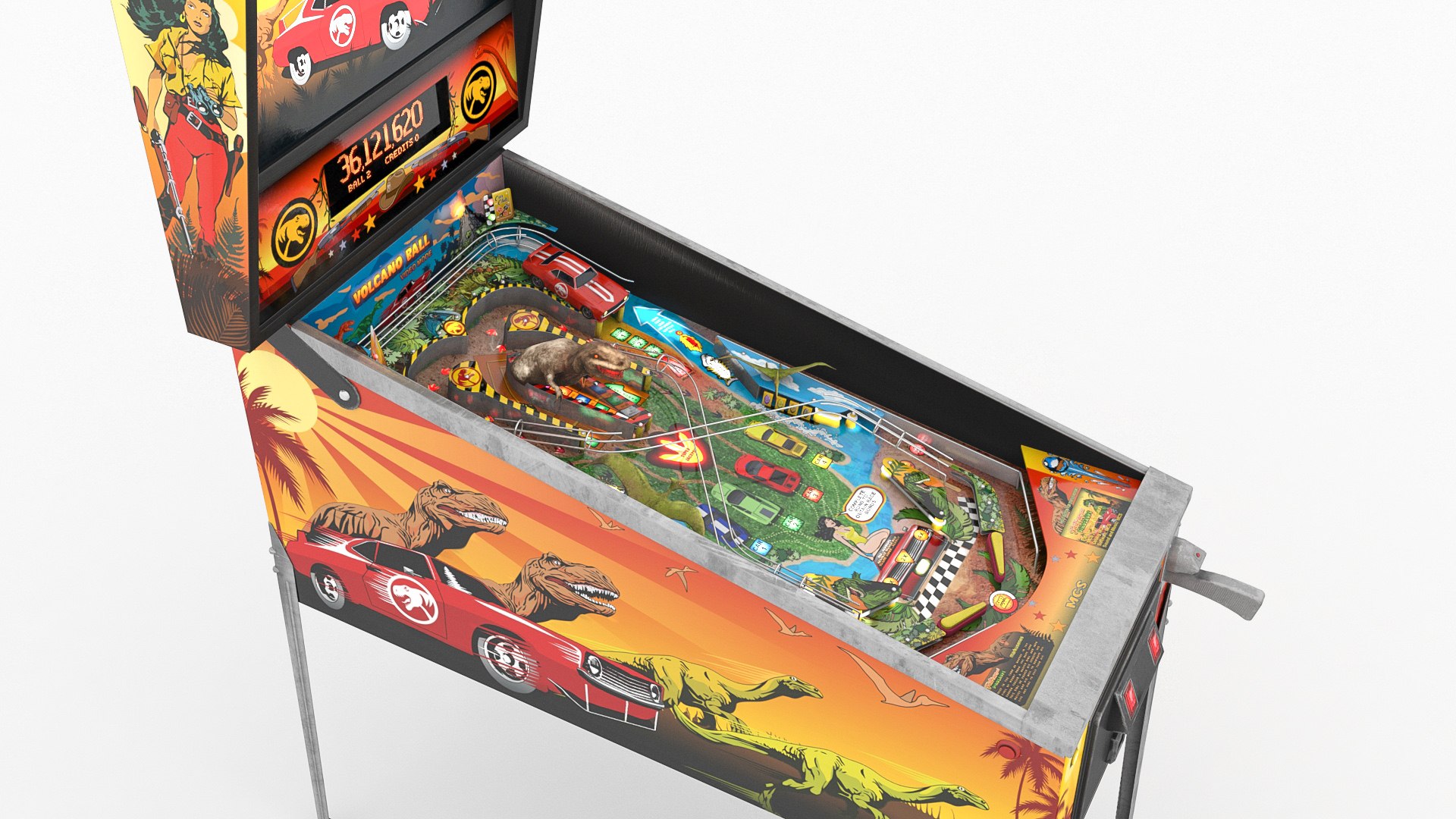 Fast Cars And Dinosaurs Pinball 3D Model - TurboSquid 1945677