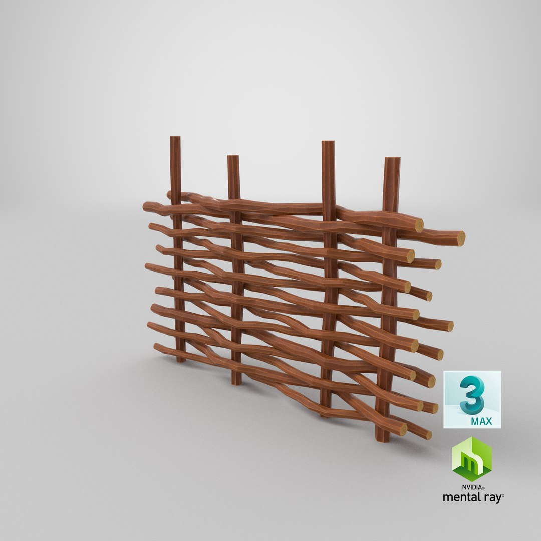 3D Model Cartoon Wattle Fence 06 - TurboSquid 1942069