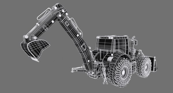 3d backhoe loader