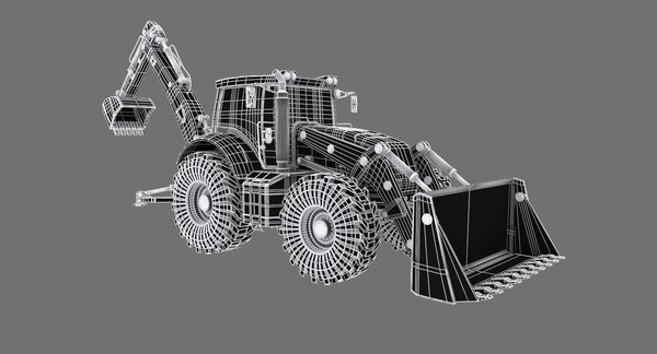 3d backhoe loader
