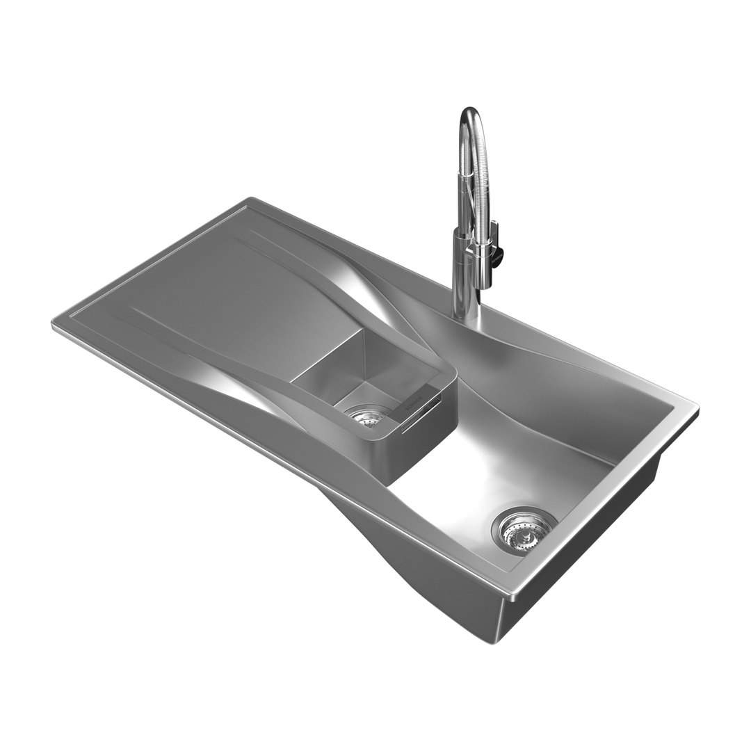 Sink Schock Waterfall D-150 with SC-55 Faucet 3D model - TurboSquid 2174735