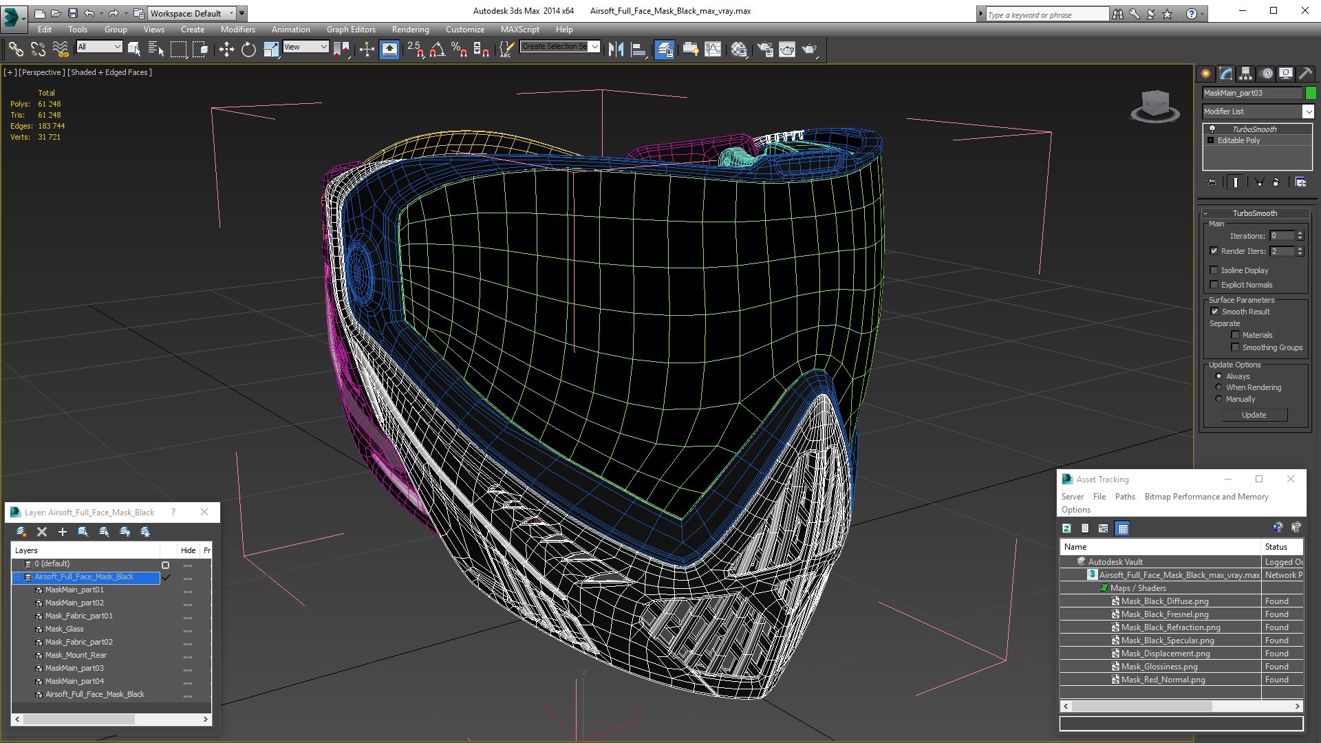 Airsoft Full Face Mask Black model - TurboSquid 1861438