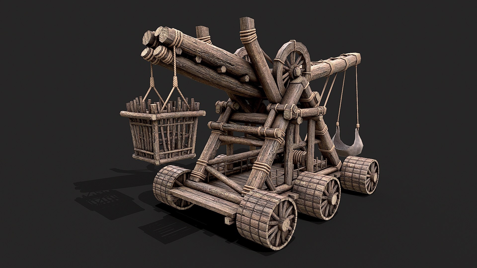 3D Model Medieval Siege Catapult Trebuchet - TurboSquid 2359949