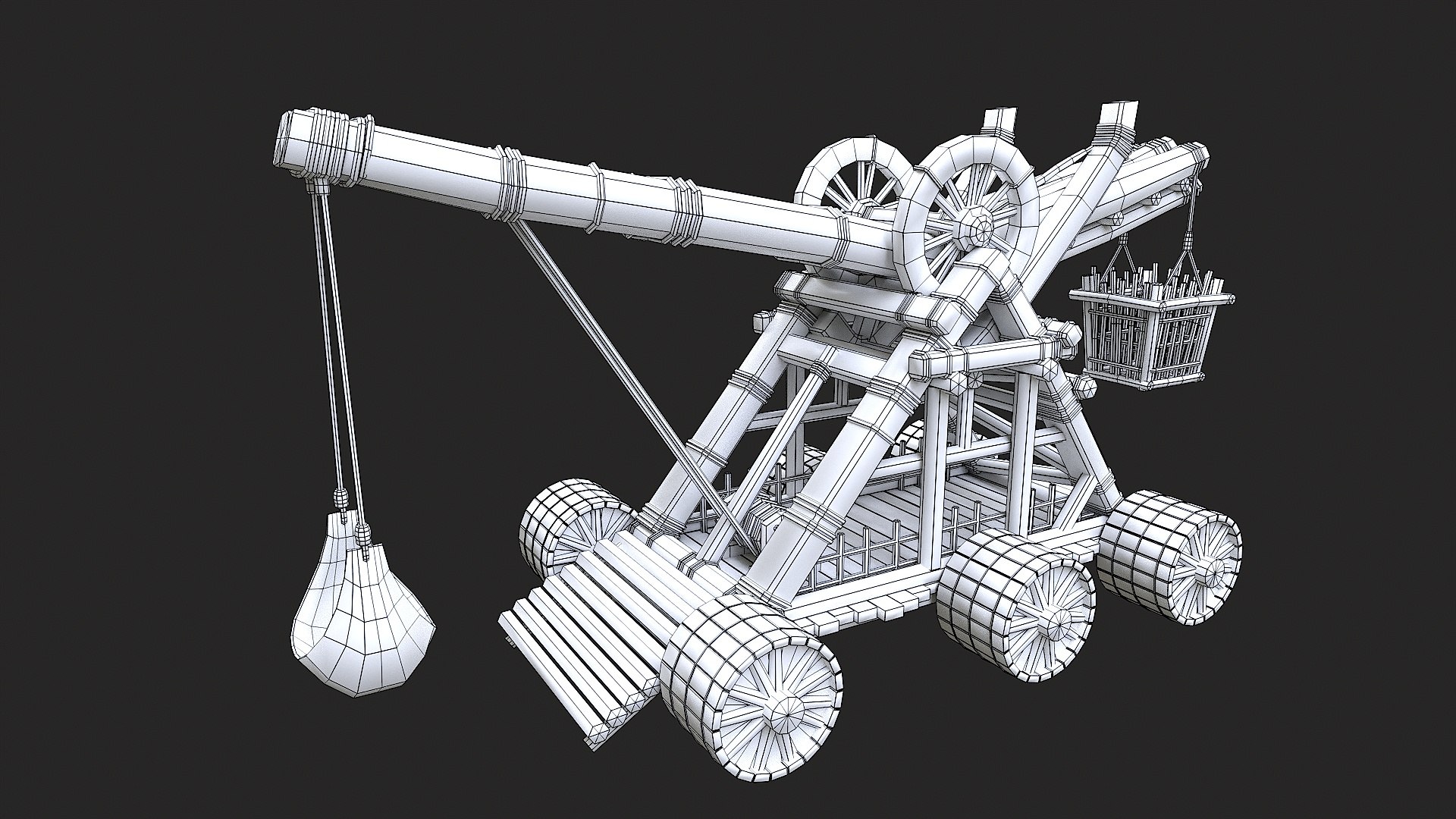 3D Model Medieval Siege Catapult Trebuchet - TurboSquid 2359949