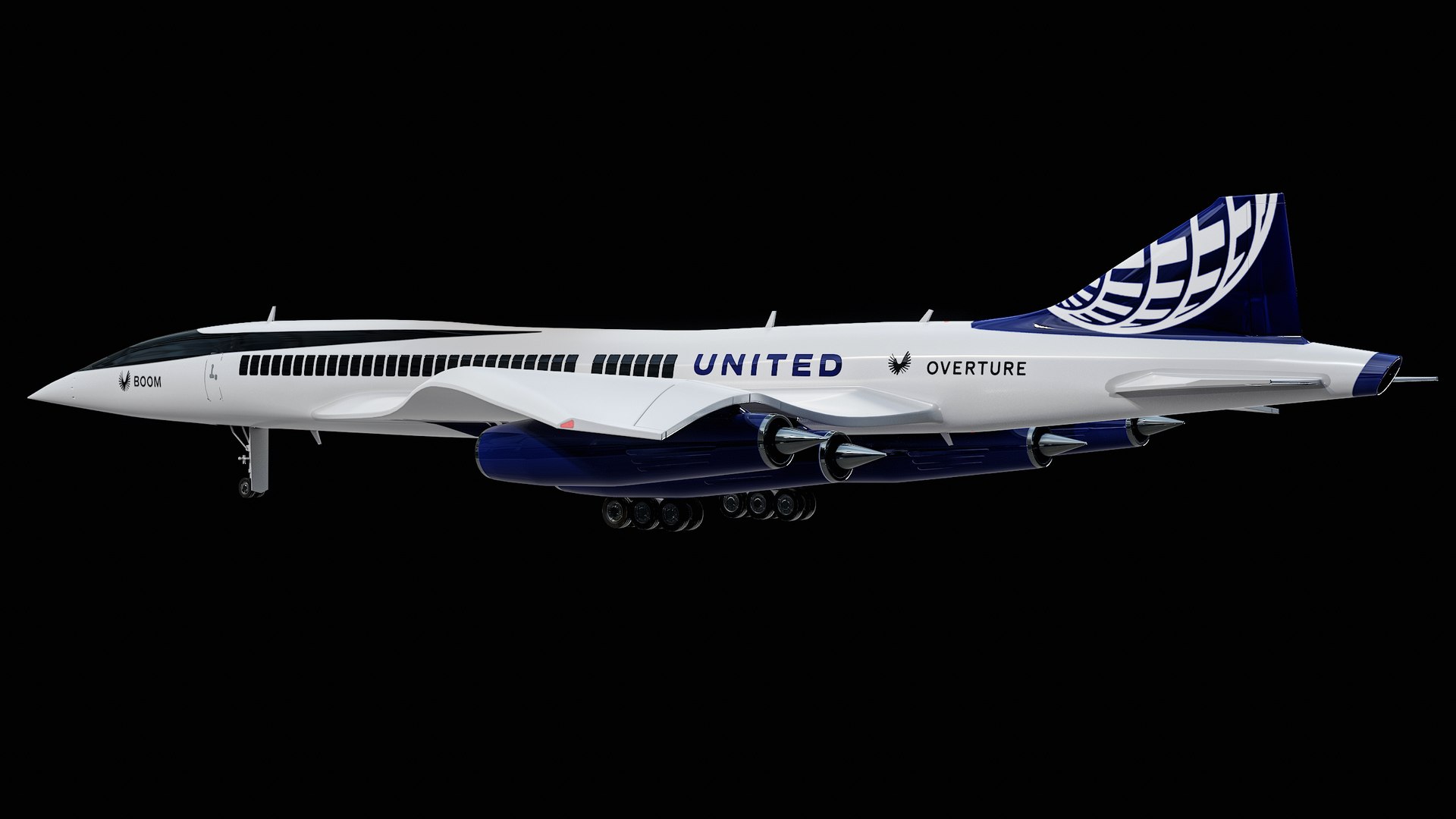 Boom Overture Supersonic Plane United Airlines Edition PBR 3D Model ...