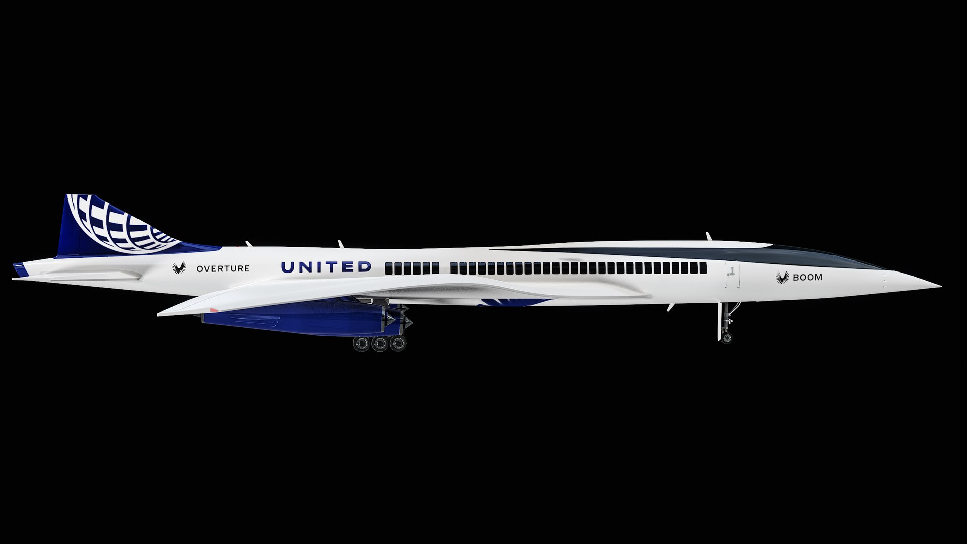 Boom Overture Supersonic Plane United Airlines Edition PBR 3D Model ...