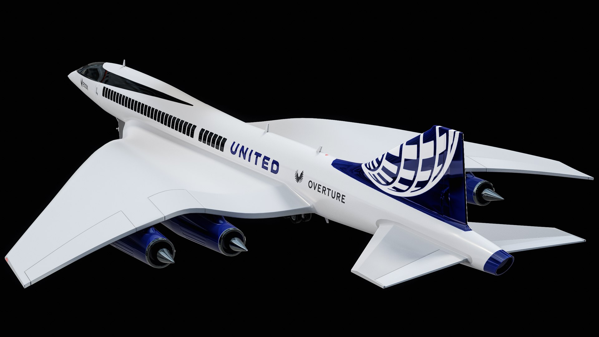 Boom Overture Supersonic Plane United Airlines Edition PBR 3D Model ...