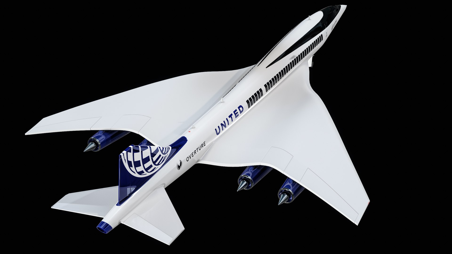 Boom Overture Supersonic Plane United Airlines Edition PBR 3D Model ...