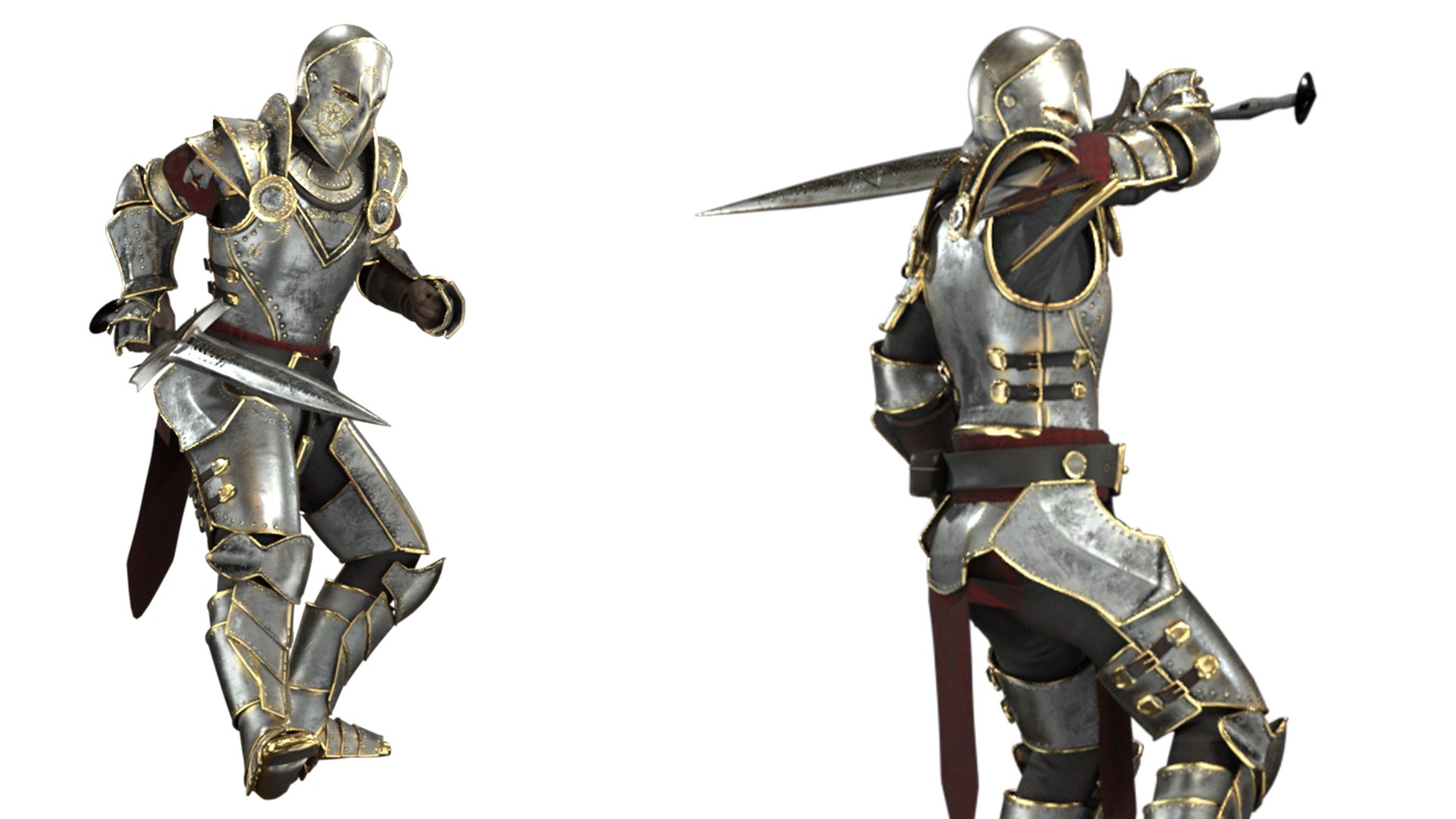 Realistic Rigged Warrior Medieval Knight Plate Armor Character 3D Model ...
