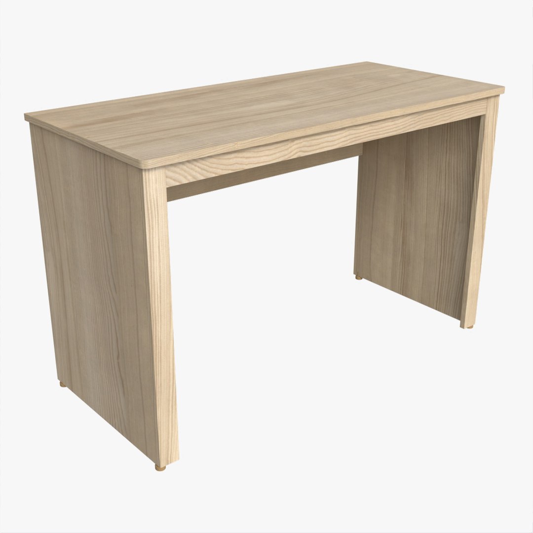 3D Model Study Desk Simple Wooden - TurboSquid 2128265
