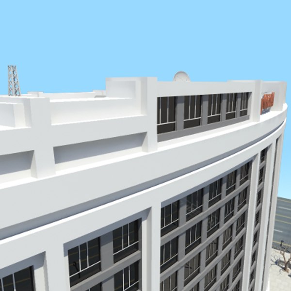 3d hotel city block construction model