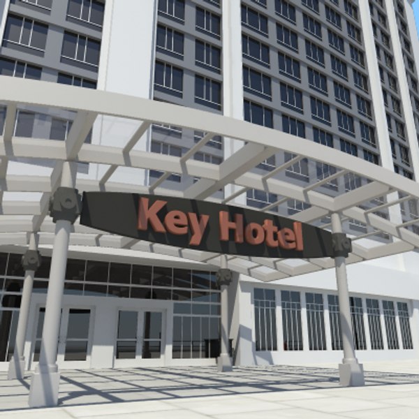 3d hotel city block construction model