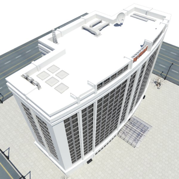 3d hotel city block construction model