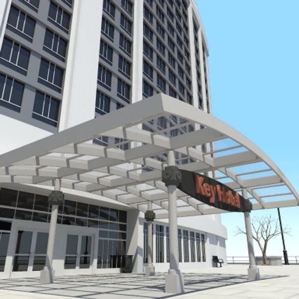 3d hotel city block construction model