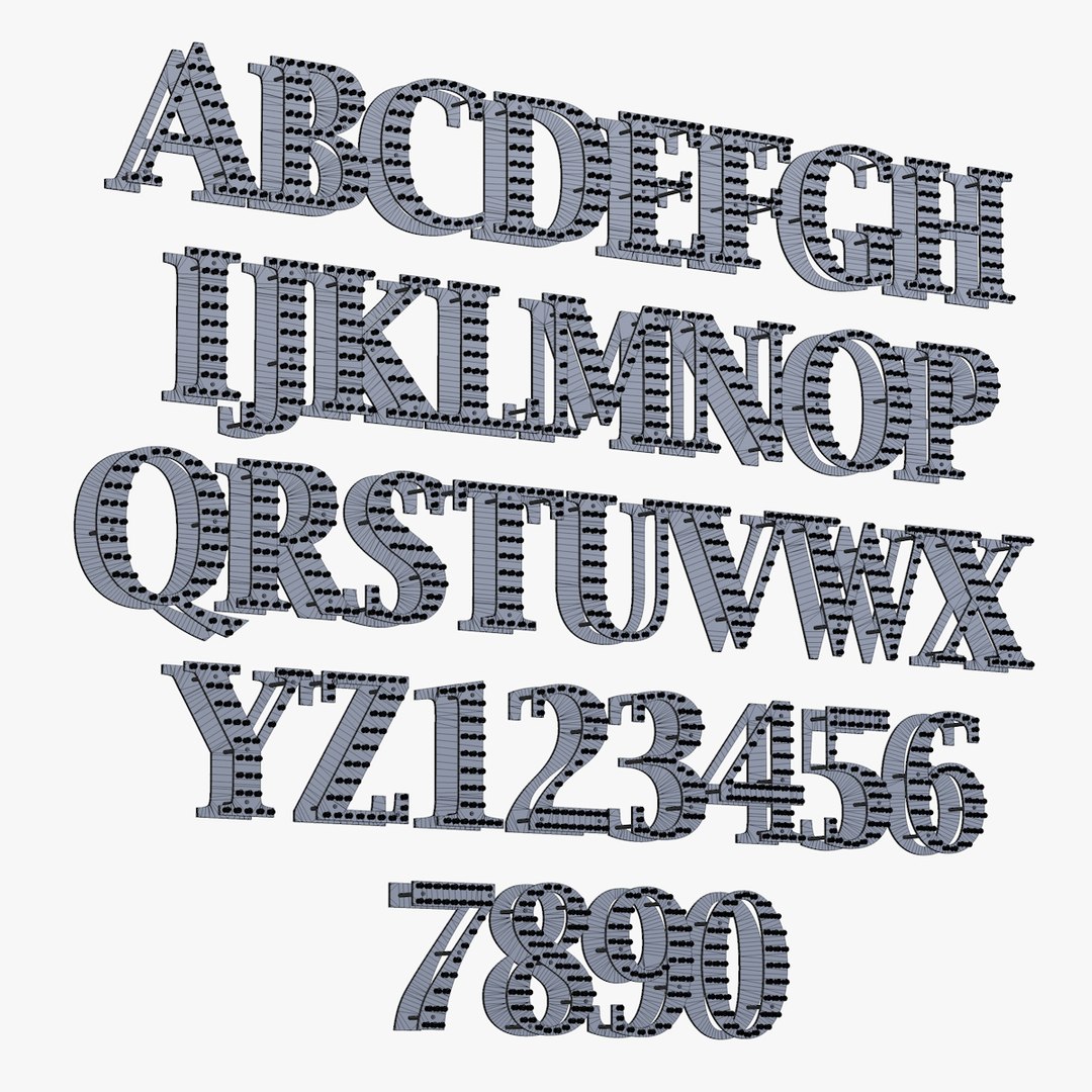 Letters Light Bulbs 3d Model