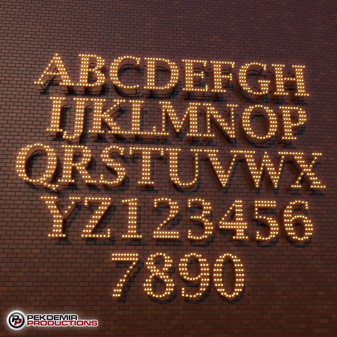 Letters Light Bulbs 3d Model