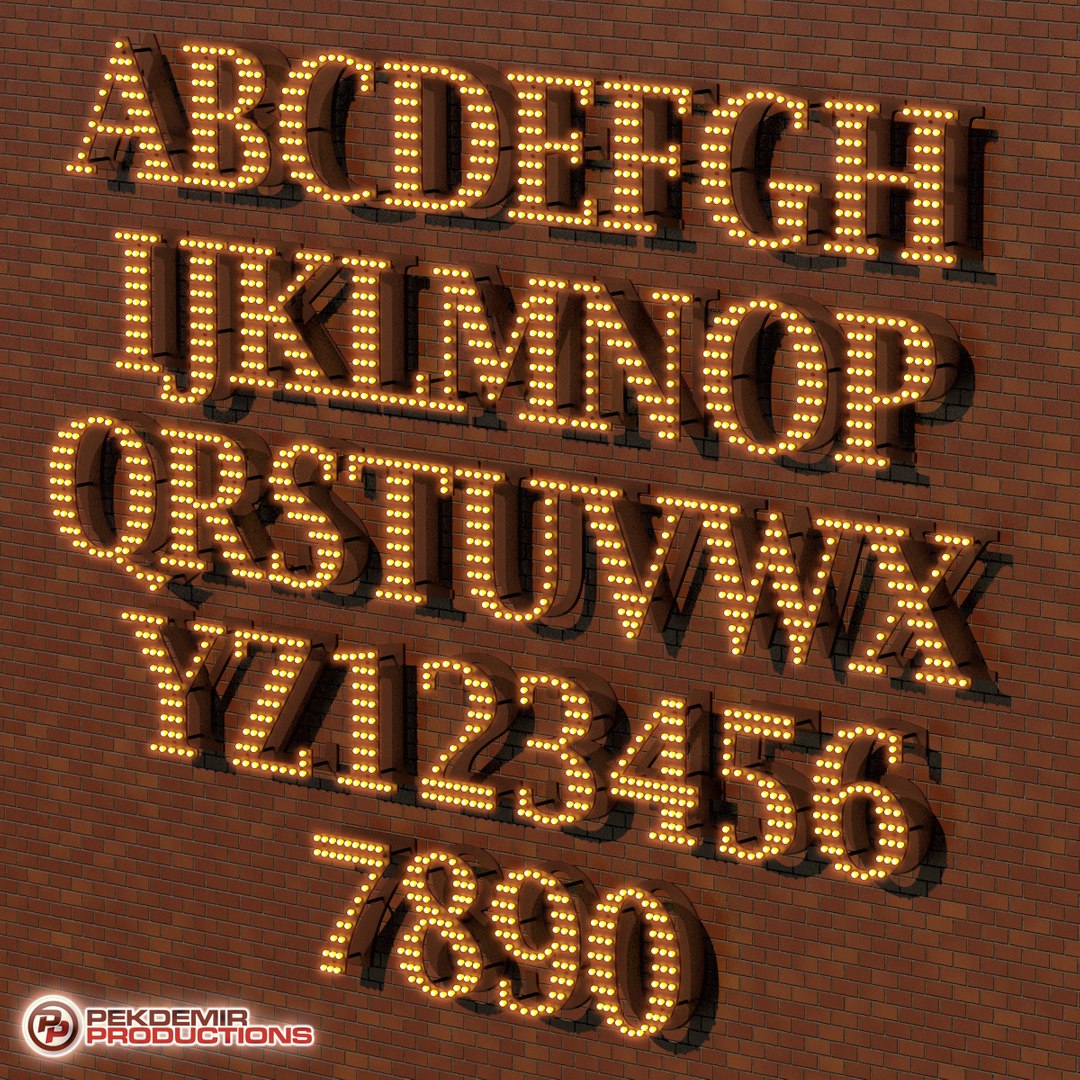 Letters Light Bulbs 3d Model