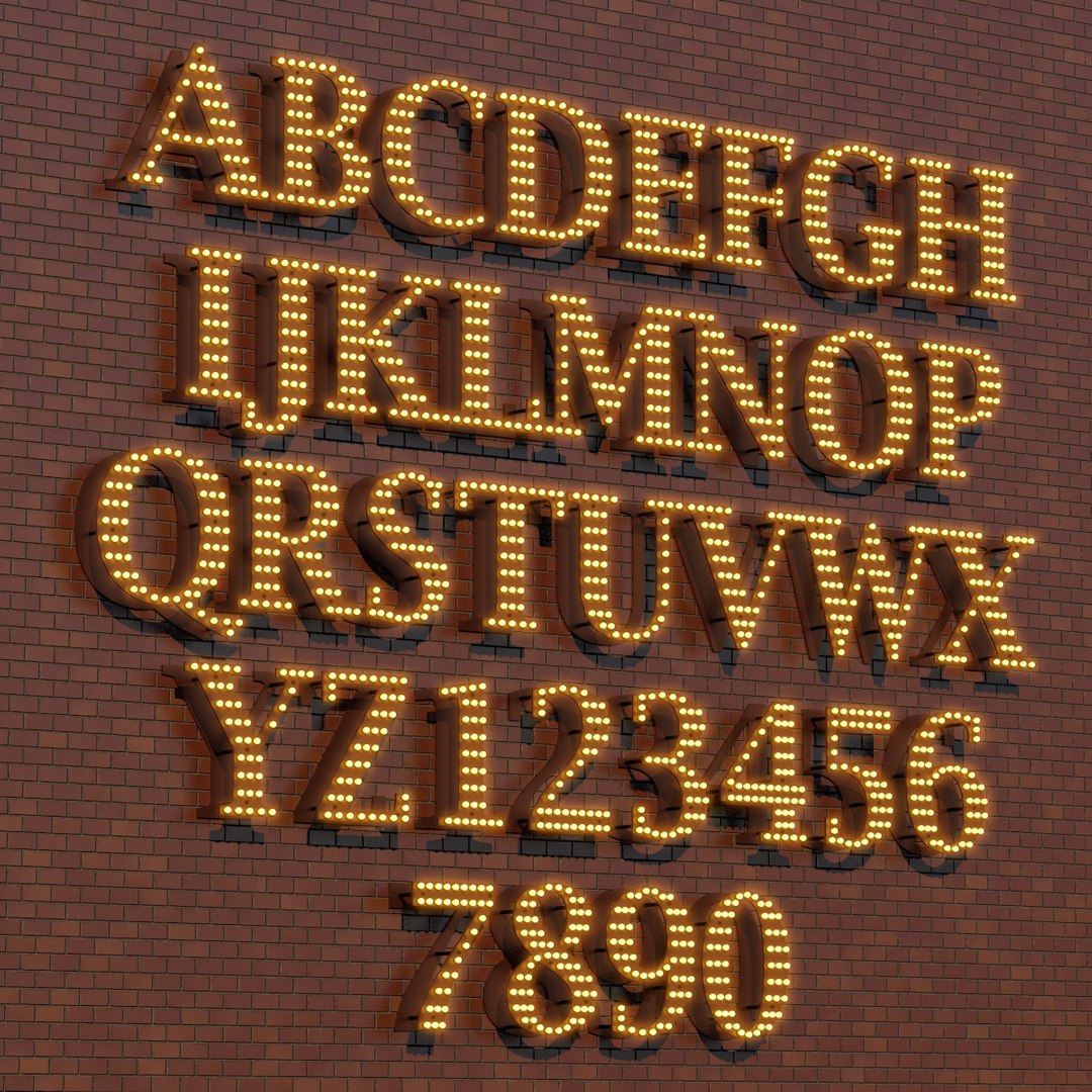 Letters Light Bulbs 3d Model