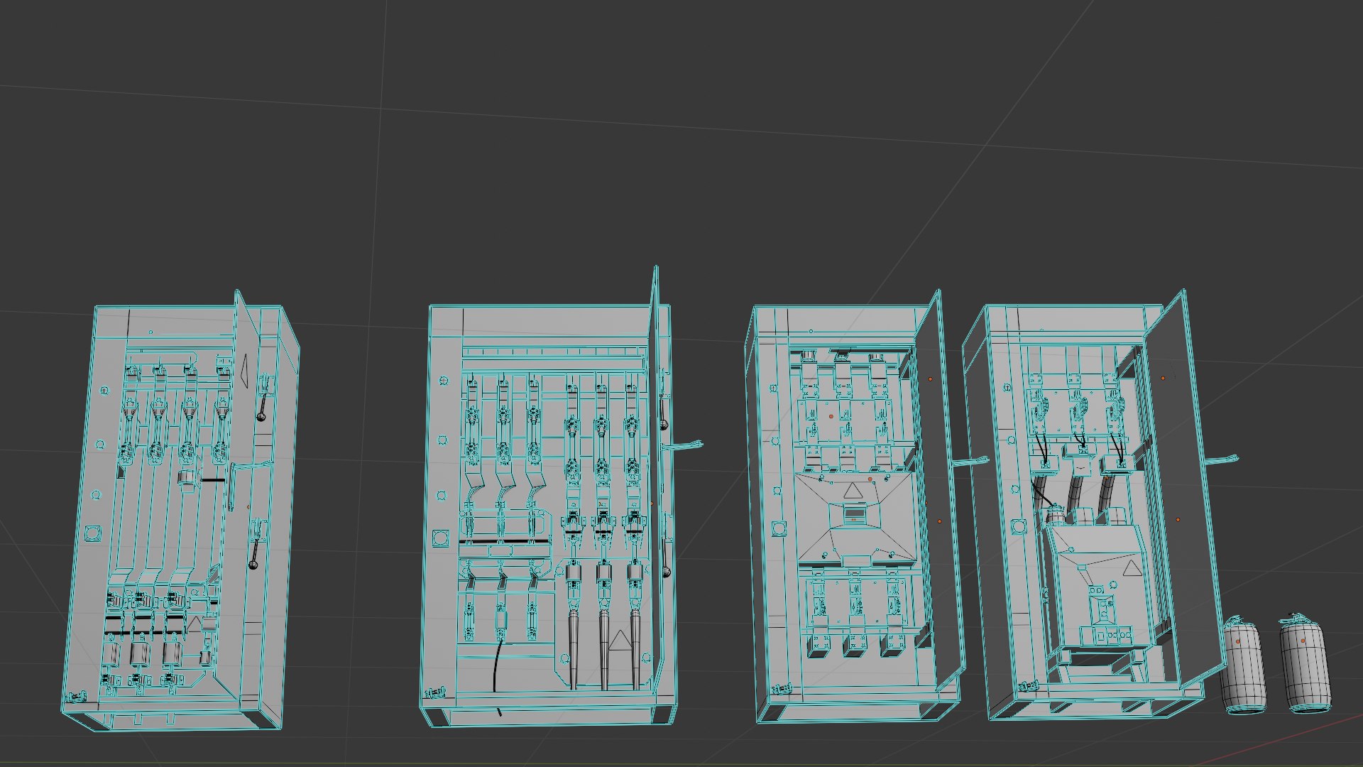 3D 4 Electrical Cabinets Engineering Models - TurboSquid 2364850