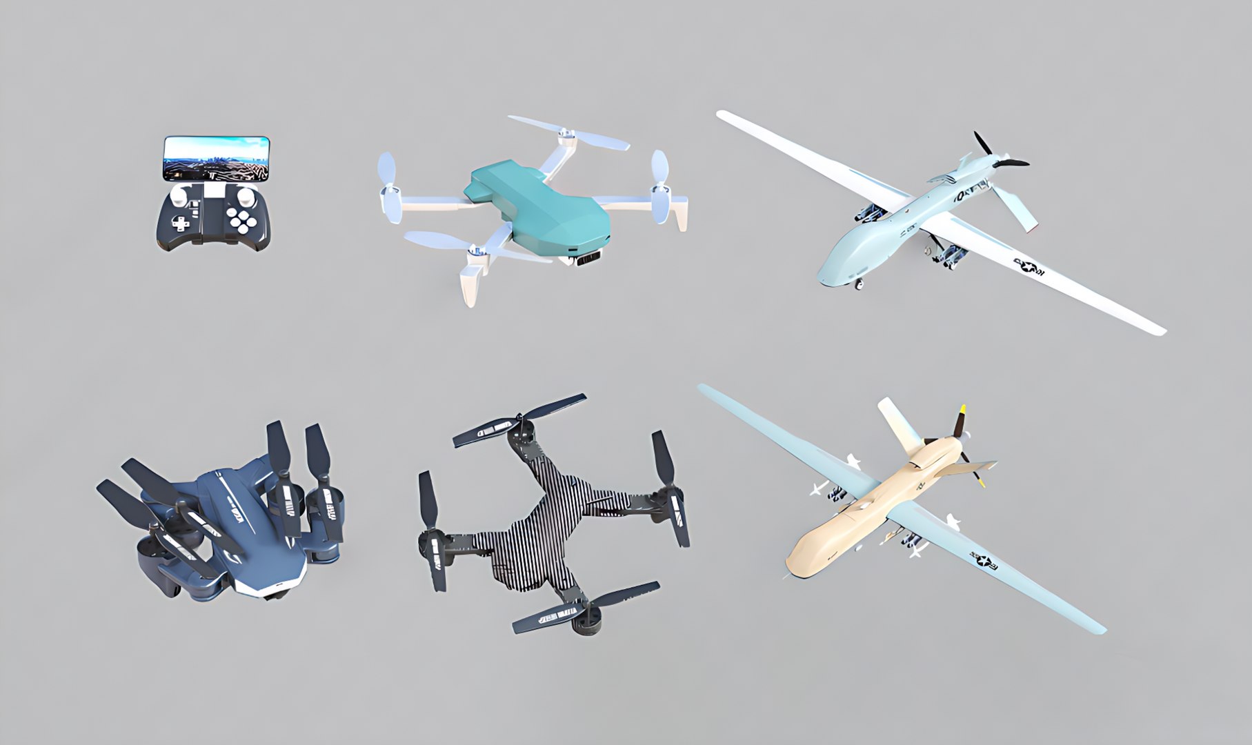 Quadcopter Drones Collection Aircraft Drone 3D Model - TurboSquid 2397499