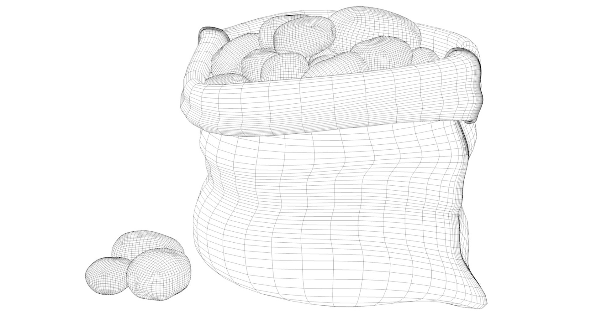 3d Modeled Sack Potatoes Model
