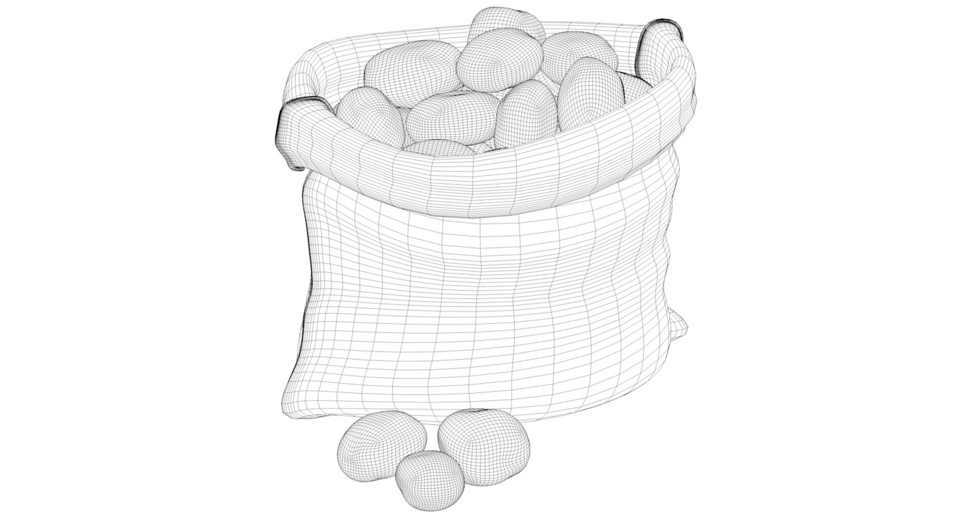 3d Modeled Sack Potatoes Model