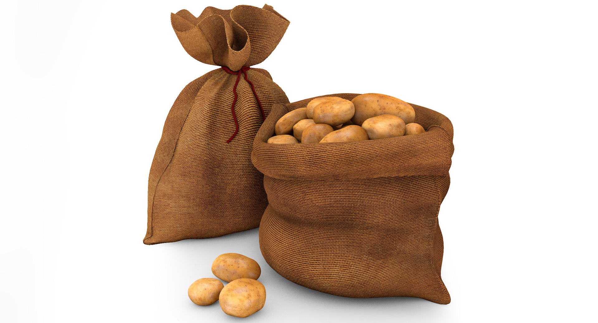 3d modeled sack potatoes model