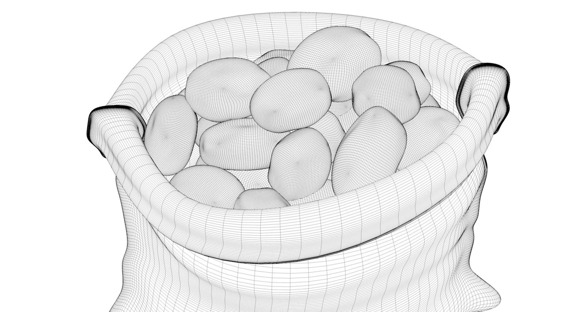 3d Modeled Sack Potatoes Model