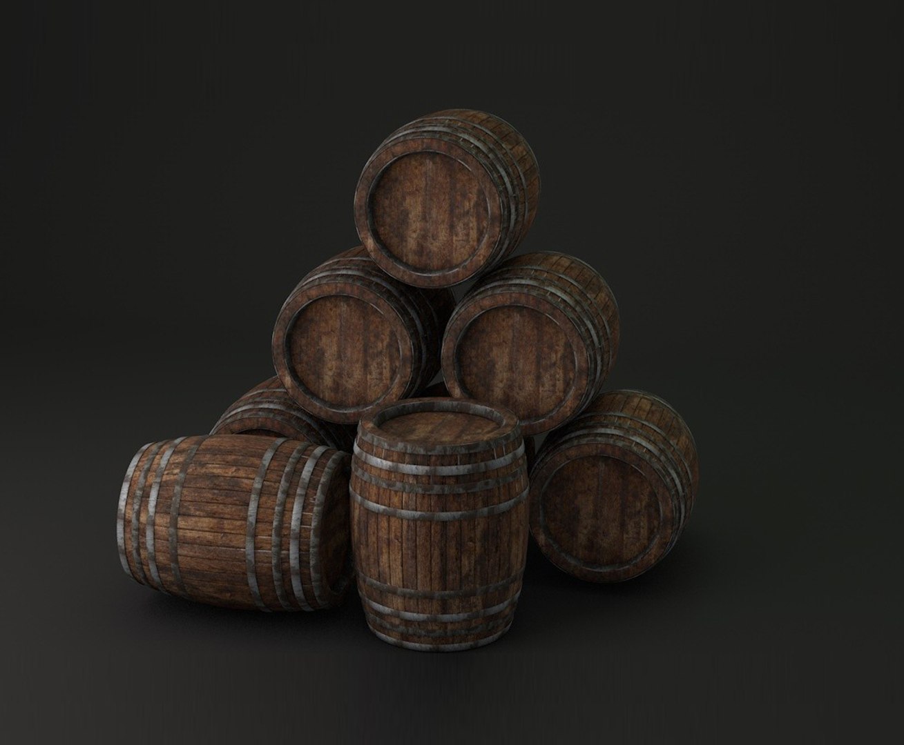 3d Wood Barrels Model