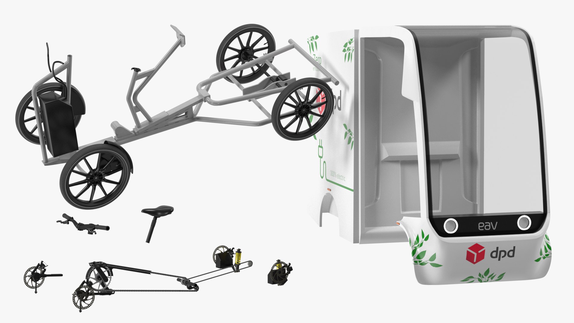Cargo Bike EAV DPD Rigged For Cinema 4D 3D - TurboSquid 2193930