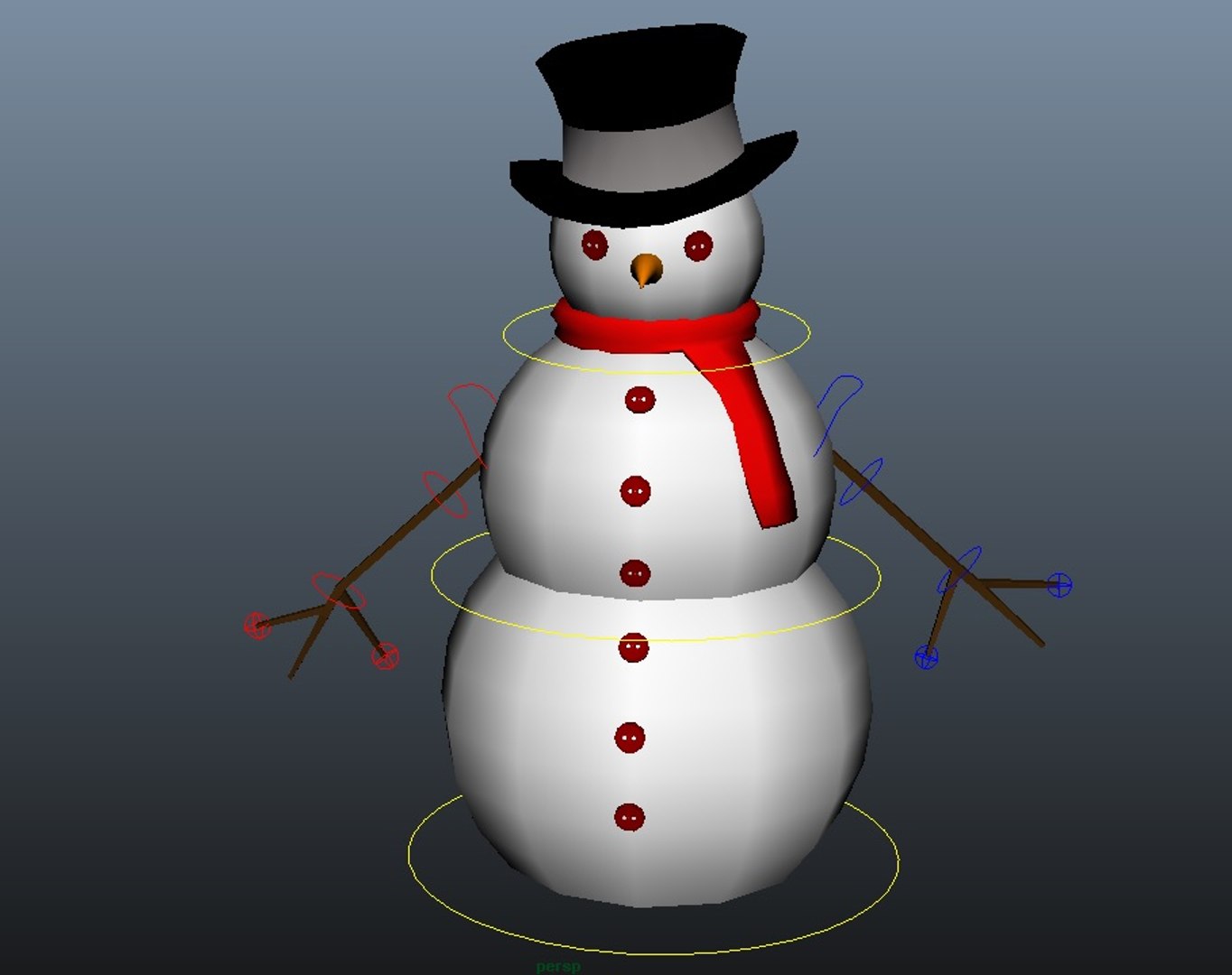 3d snow man rigged animation