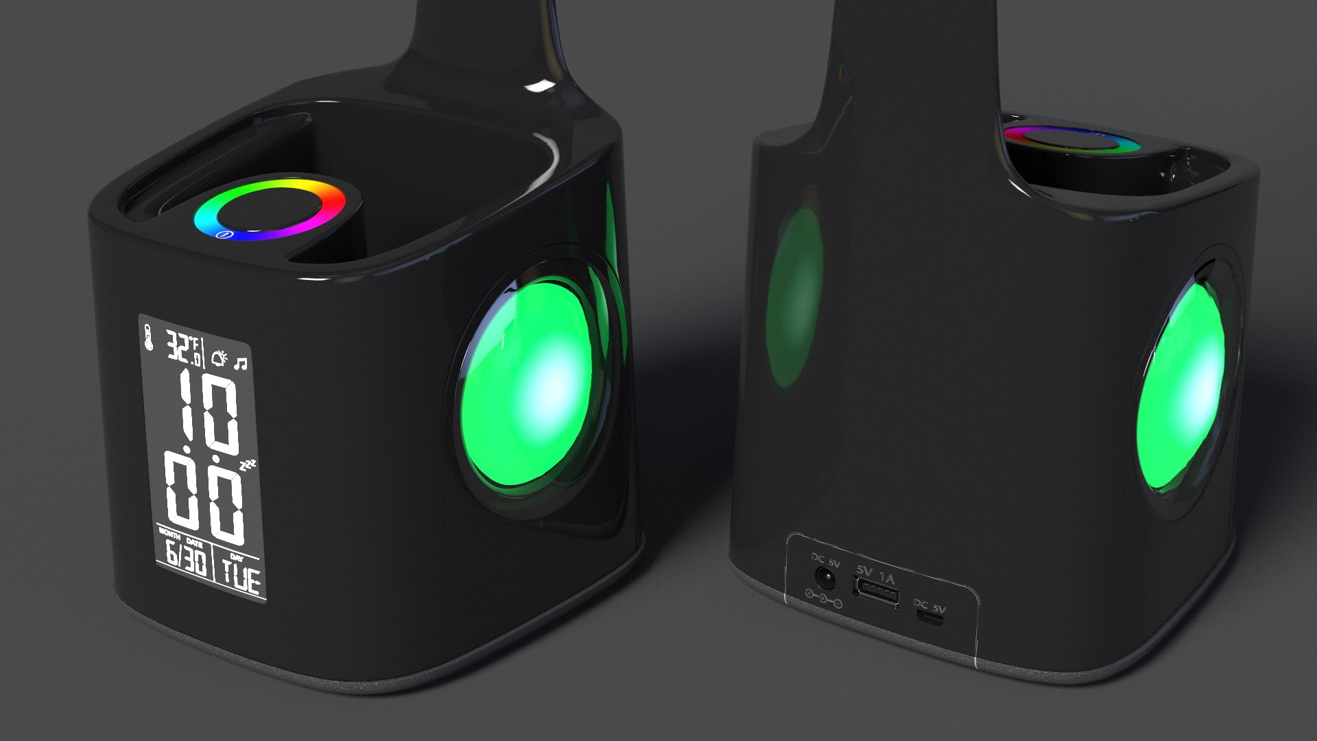 Black Desk Lamp Clock Switched On 3D Model - TurboSquid 2133327