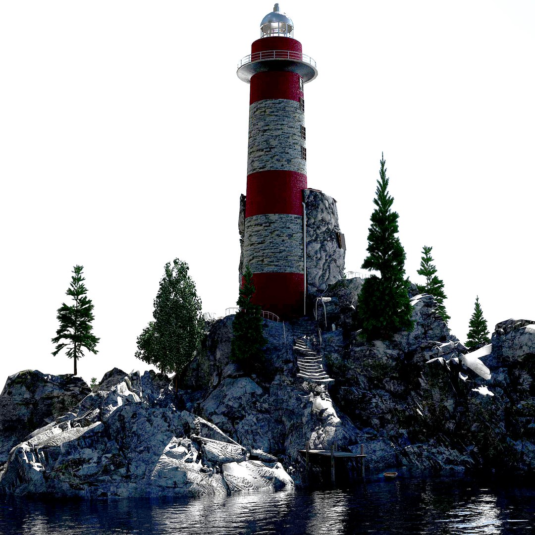 3d Lighthouse Floating Island Model