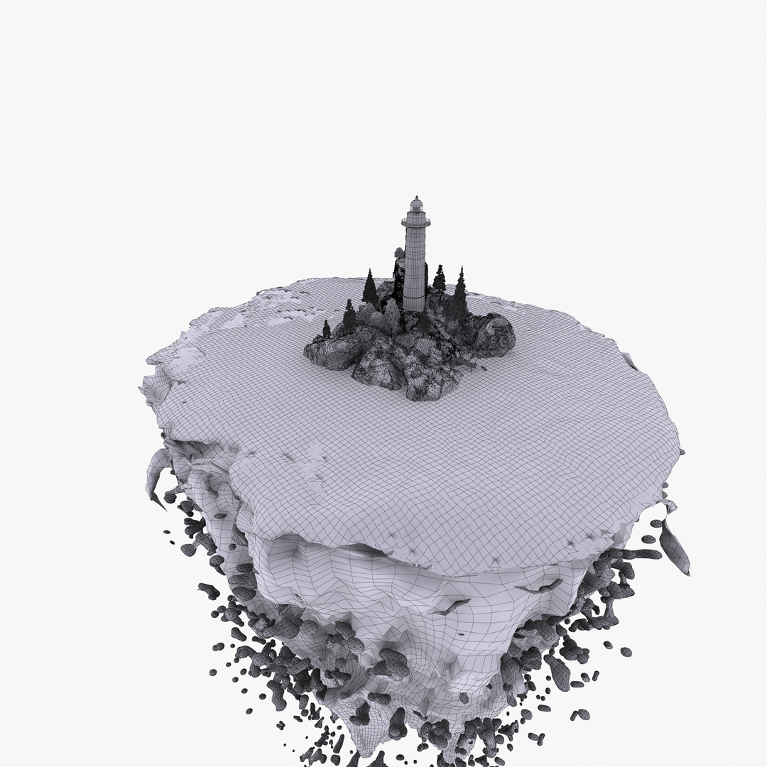 3d lighthouse floating island model