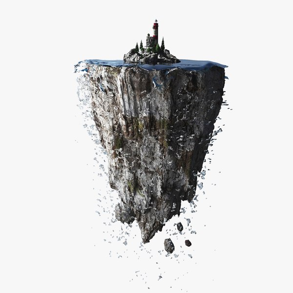 3d lighthouse floating island model