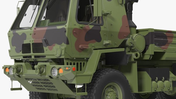 3D Oshkosh FMTV Camouflage Cargo Truck 6x6 with Drop Side Trailer M1092 ...