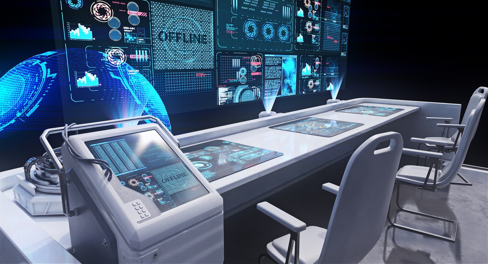 Futuristic Command Panel 2 3d Model