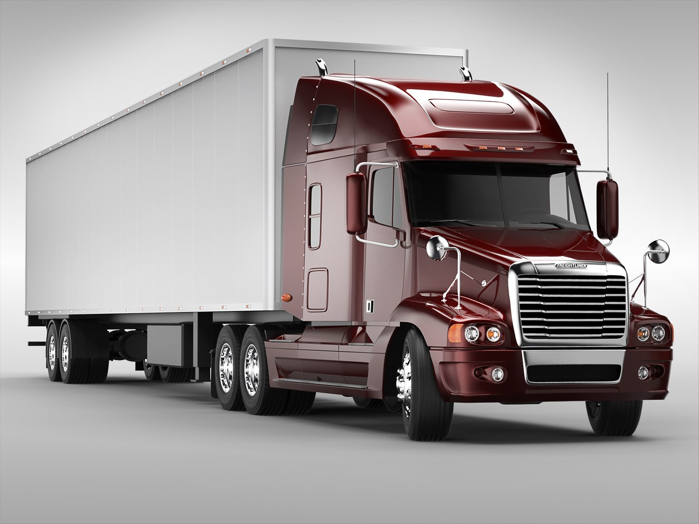 3d model freightliner truck trailer