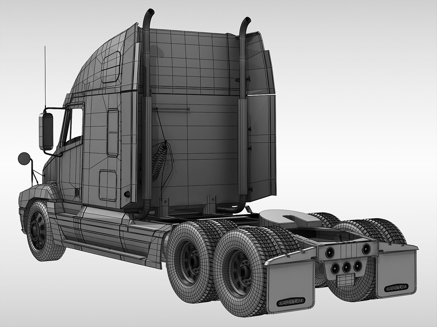 3d model freightliner truck trailer