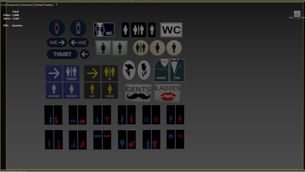 modelo 3d Conjunto de letreros para baños específicos de género: WC ...